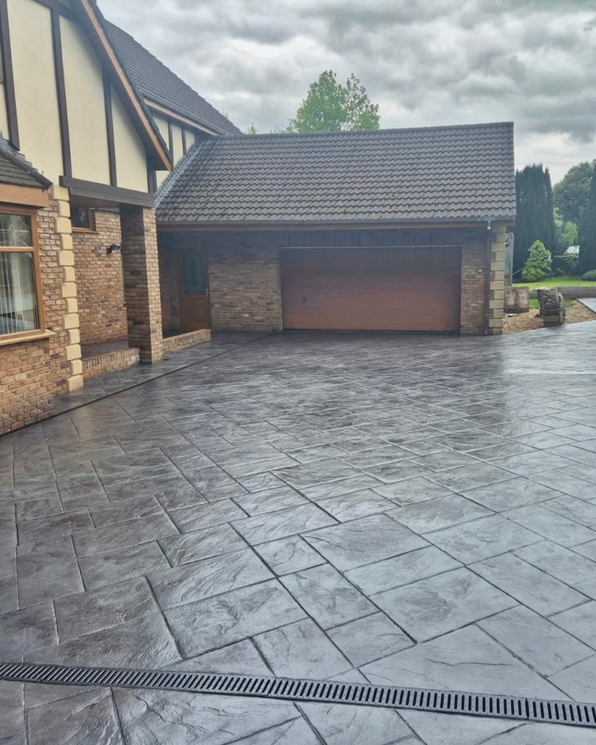 Steel Grey Imprinted Concrete in Neath - May 2025